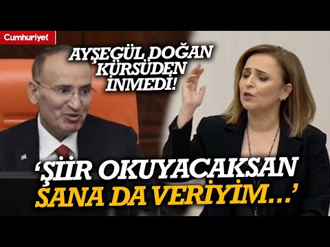 Ayşegül Doğan kürsüden inmedi! Meclis'i güldüren diyalog; 'Şiir okuyacaksan sana da veriyim'