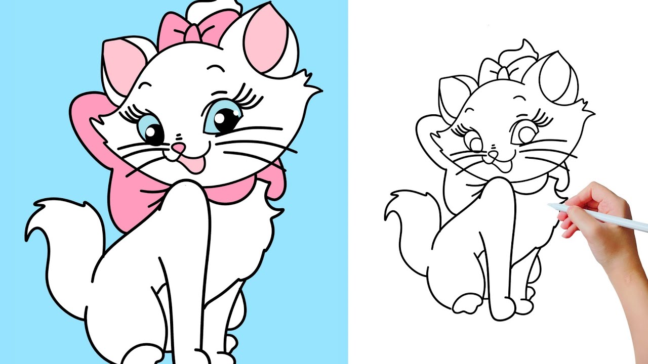 DRAW Marie from Aristocats in 5 Easy Steps! - YouTube