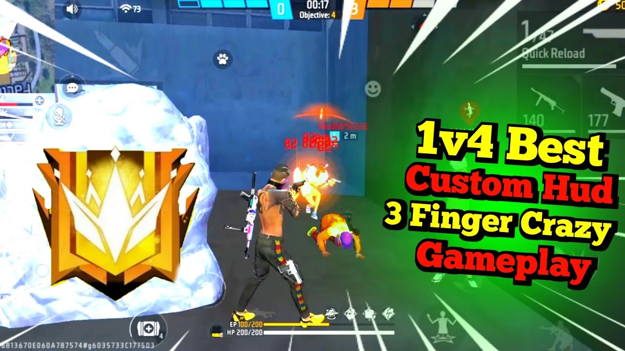 1v4 Best Custom Hud⚡️3 Finger Crazy Gameplay 🎯⚙️ || 1v4 Clutch || Free ...