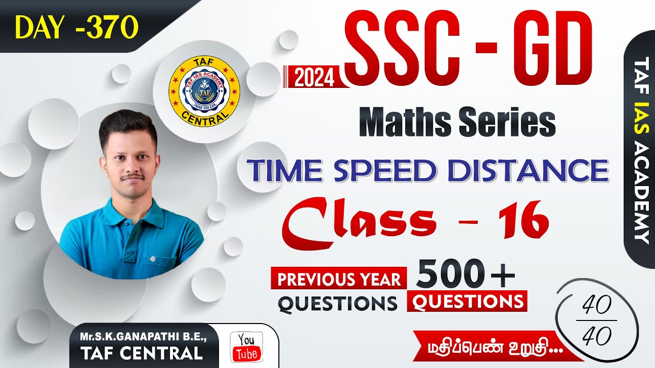 🔴Time Speed Distance🔥| SSC GD | CLASS - 16 | PYQ| TAF central #sscgd# ...