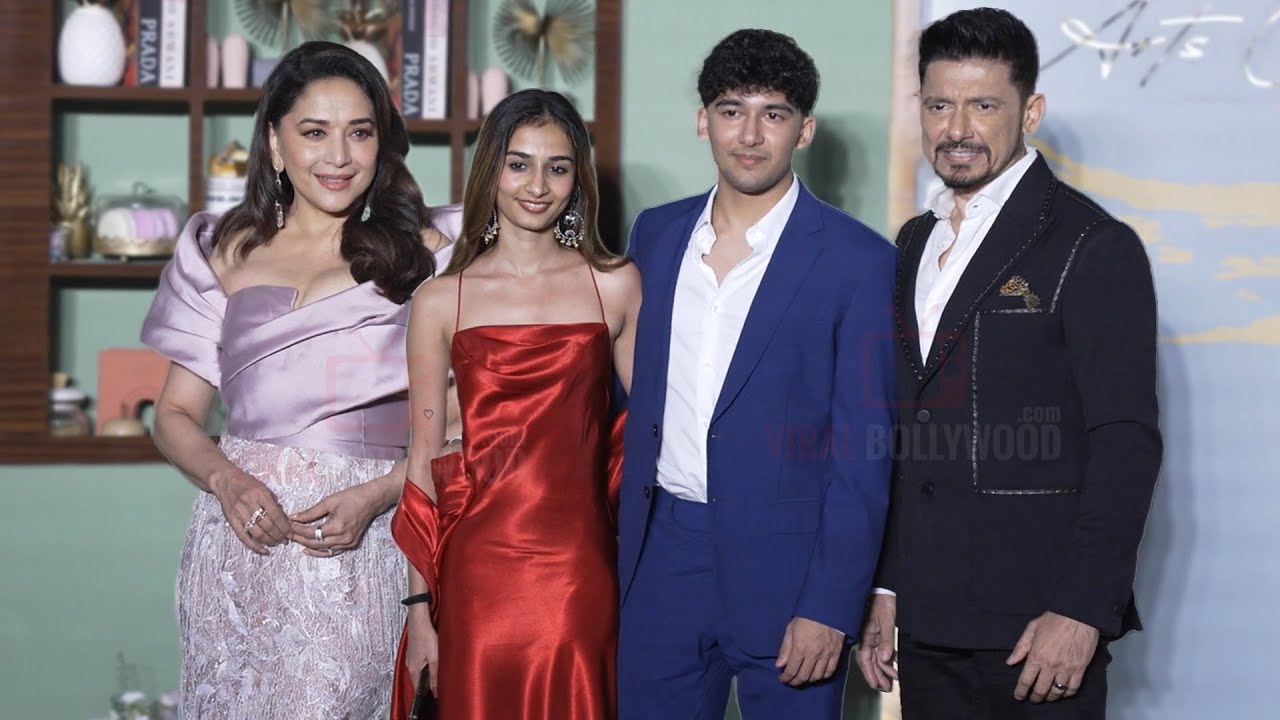 Madhuri Dixit Family | Madhuri, Shriram, Arin Nene arrives at NMACC ...