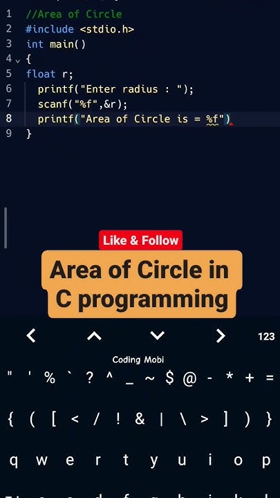3 Calculate Area Of Circles In C Programming Clanguage Coder Coding Programming Shorts Cs