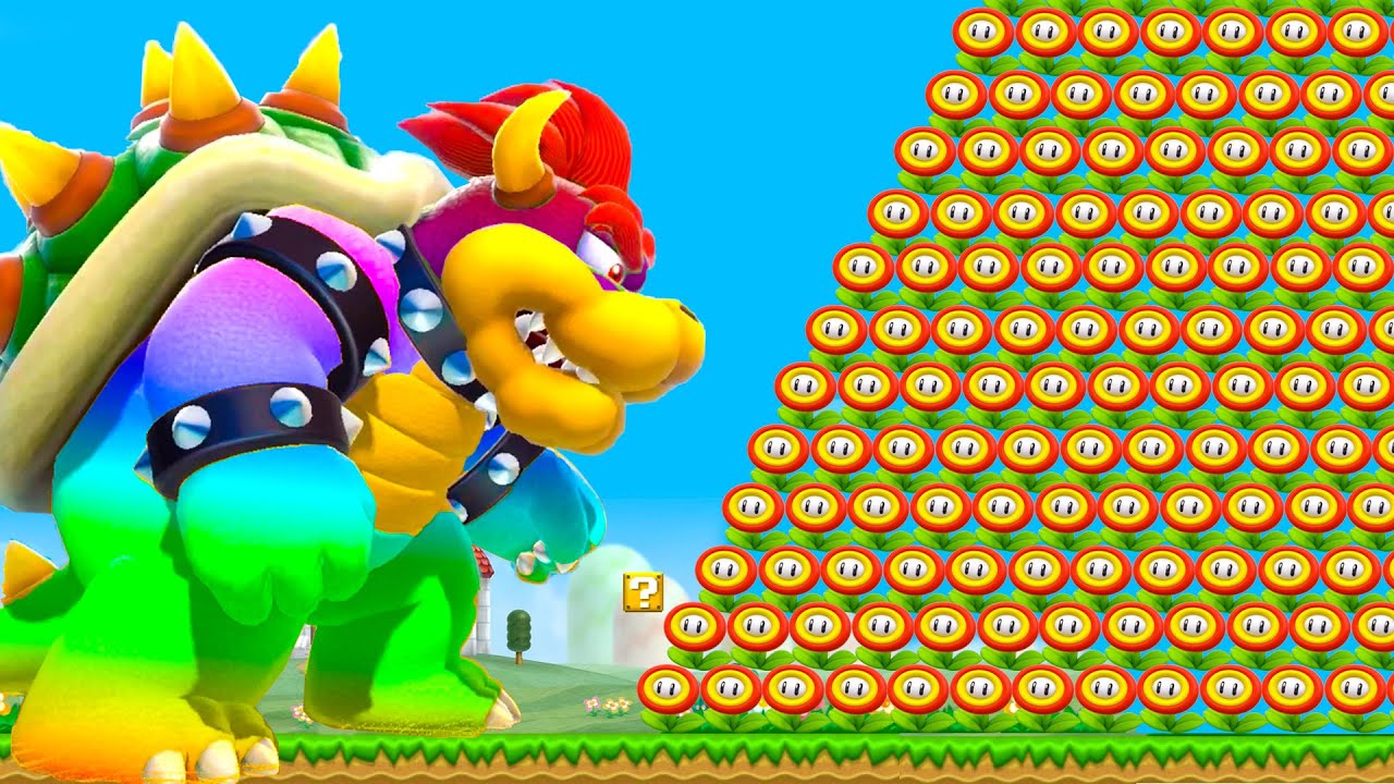 What happens if Rainbow Bowser Collects 9999x Fire Flowers in World 1-1 ...