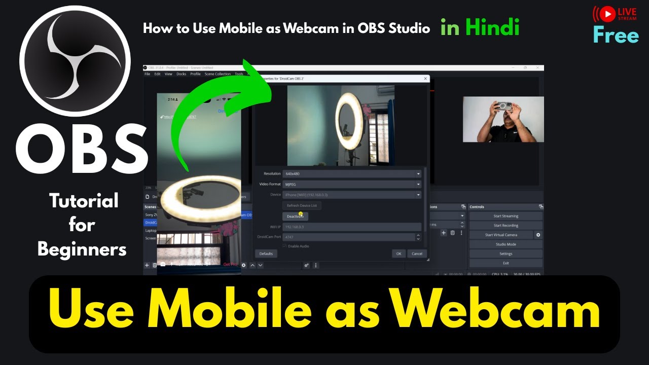 How to Use Mobile as Webcam in OBS Studio | Android & iPhone Setup ...