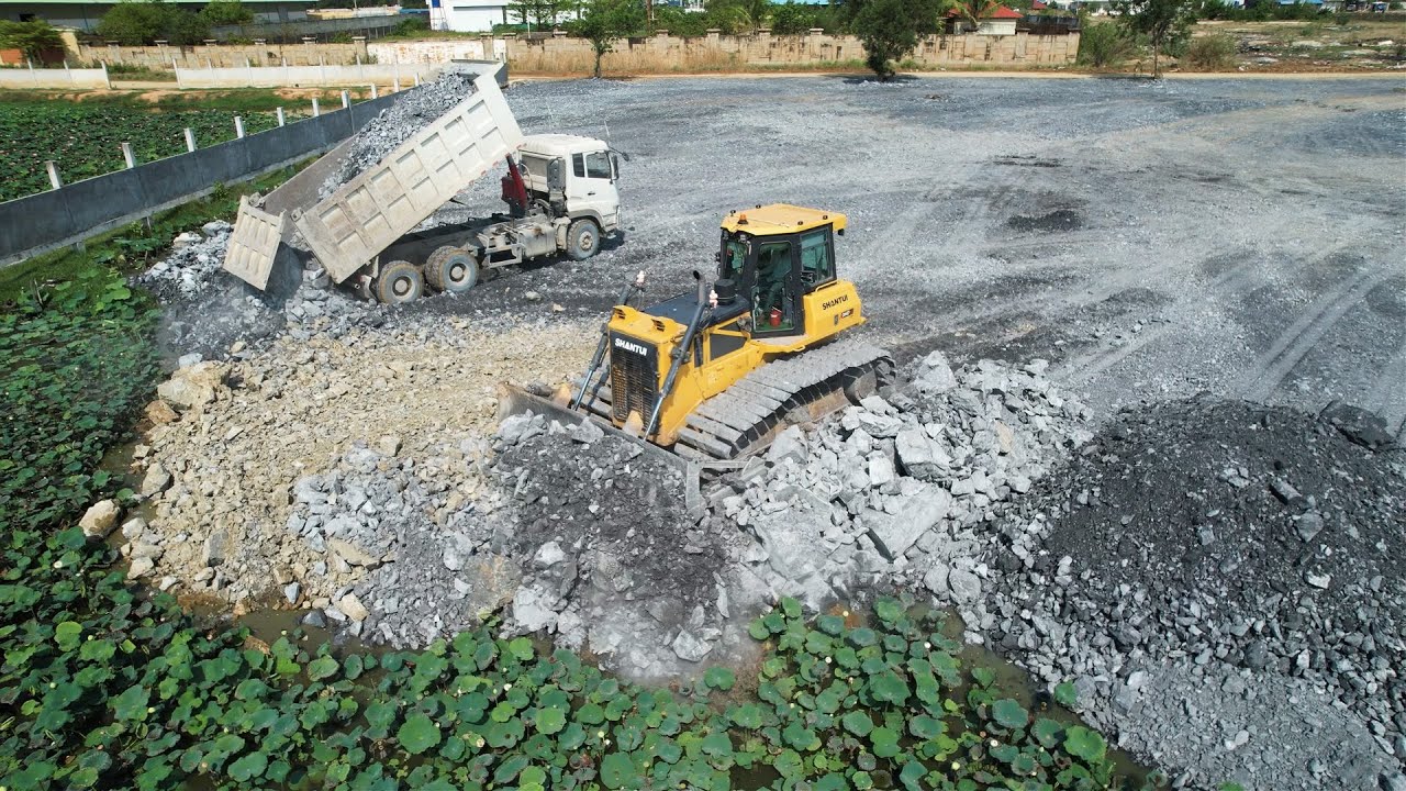 Amazing Land Transformation Operation Bulldozer Pushing Stone, Dump ...