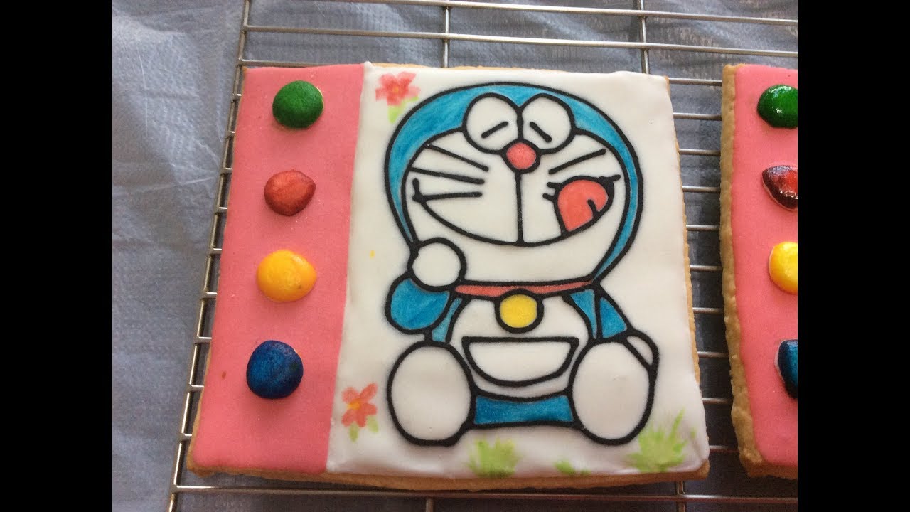 Doraemon cookie多啦A夢曲奇 (cookies painting tutorial) - YouTube