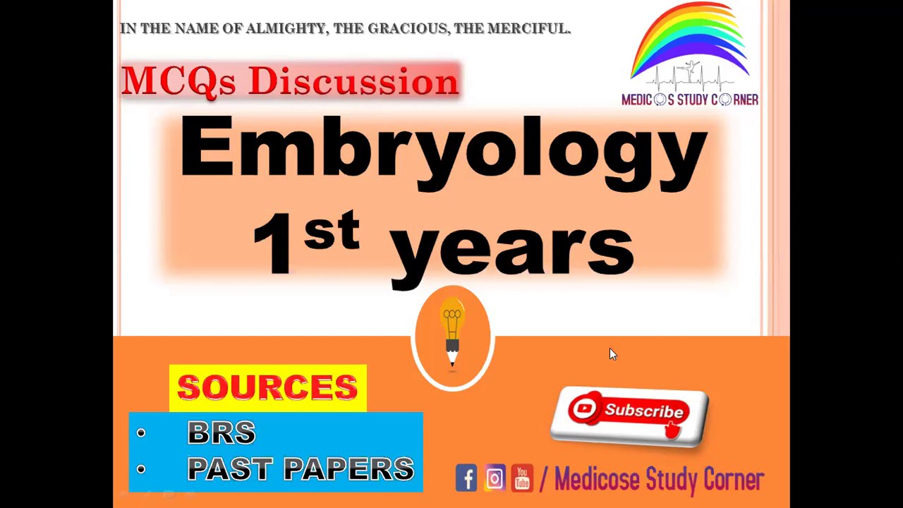 Embryology MCQs 1st year | General Embryology MCQs | 1st year MBBS Embryo MCQs - YouTube