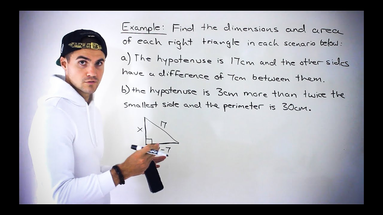 Quadratic Equation Word Problem (Find Dimensions of Right Triangle ...