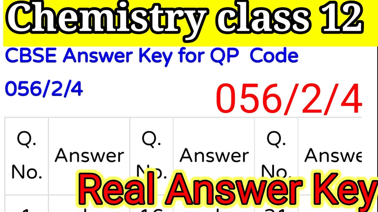 class 12 chemistry answer key 2021 056/2/4 set 4 class12 chemistry term ...