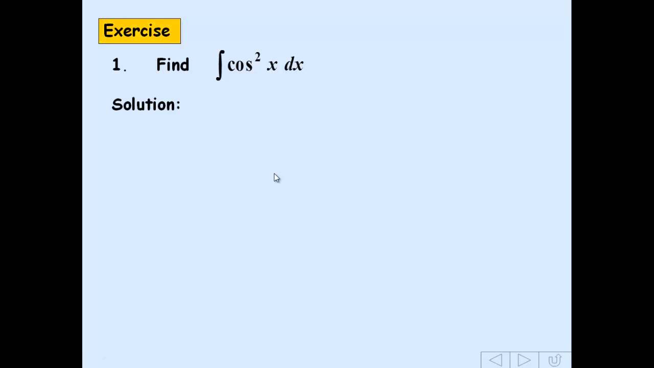 integrating sine squared x and cos squared x - YouTube