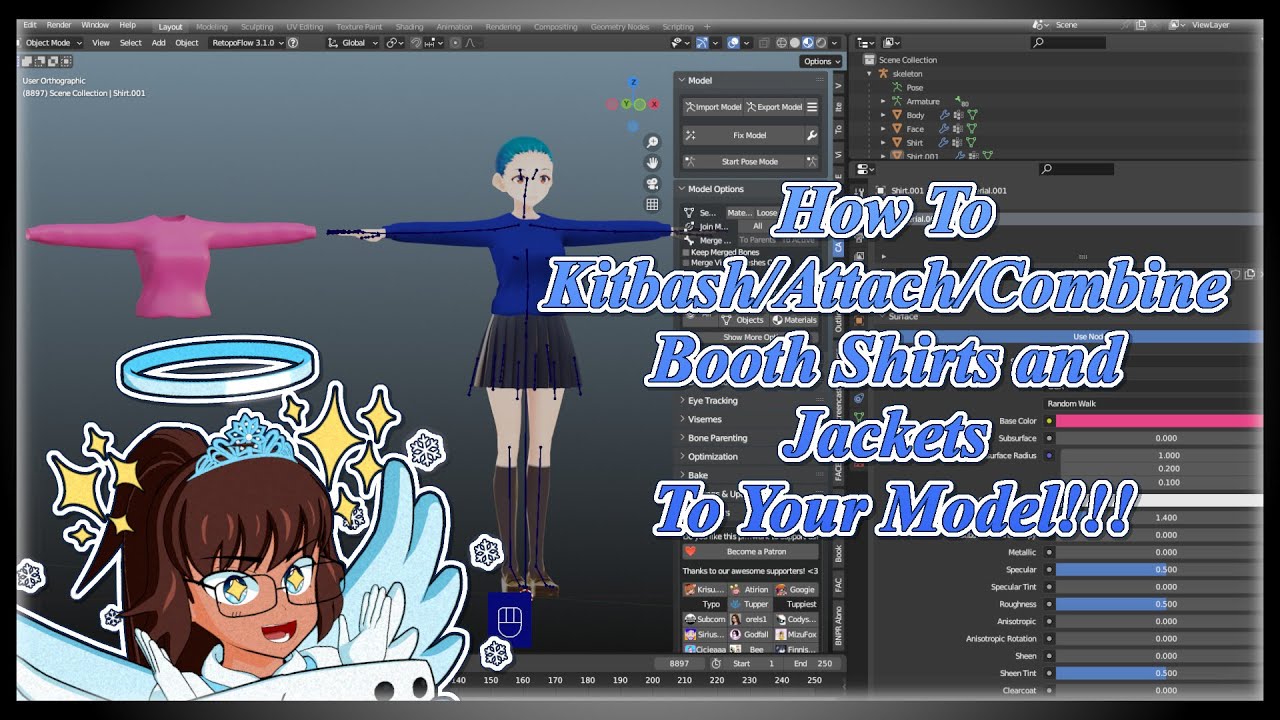 How To Kitbash/Attach/Combine Booth Shirts and Jackets To Your Model ...