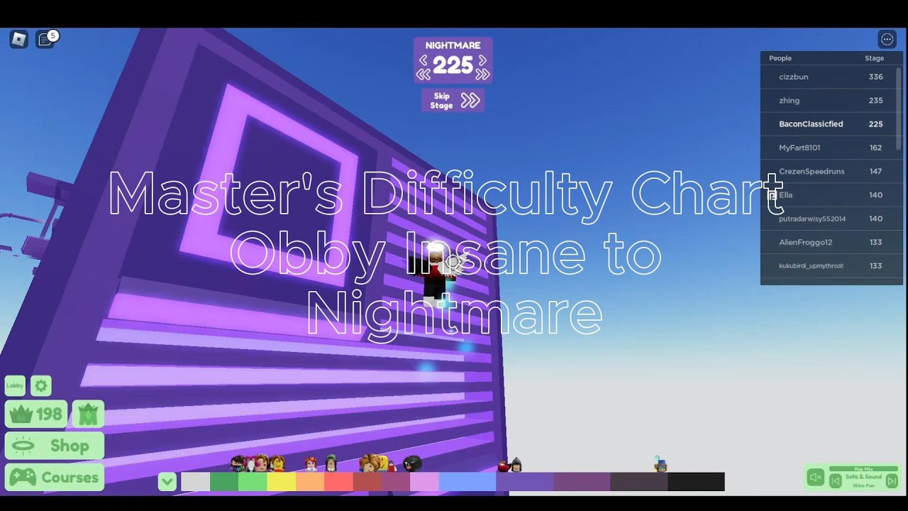 Master's Difficulty Chart Obby From Insane to Nightmare - YouTube
