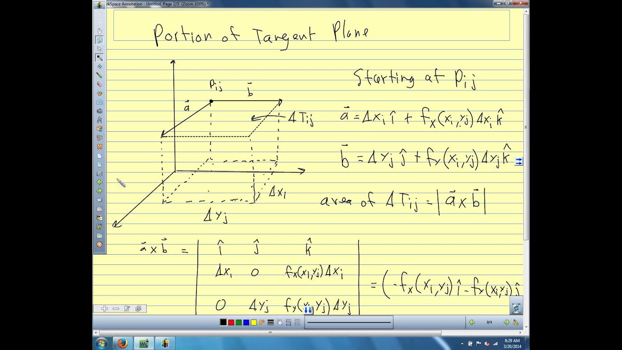 Calc III 2014 14.5 Surface Area with Double Integrals - YouTube