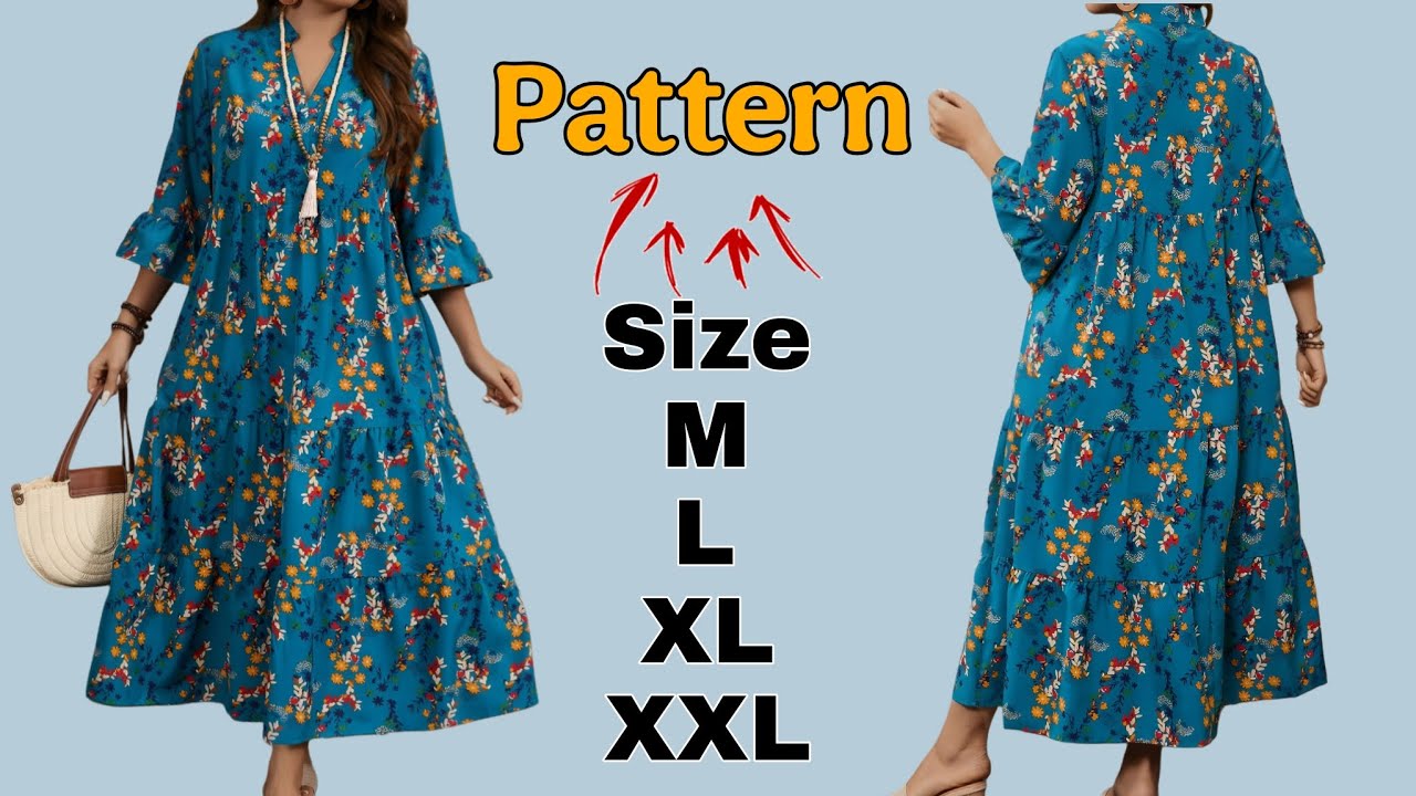 🔥 Draw this simple and stylish dress pattern in under 20 minutes! sizes ...