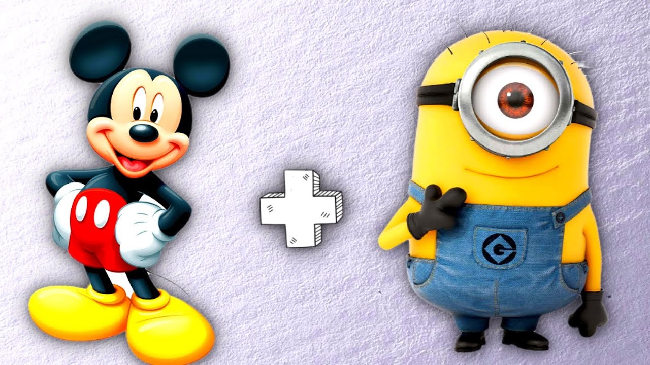 How to combine drawing Mickey Mouse and minions - YouTube