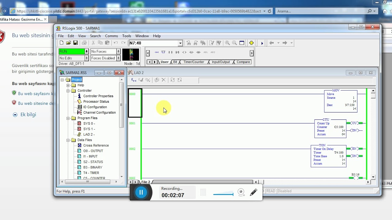 Allen Bradley SLC5/03 plc program yükleme - YouTube