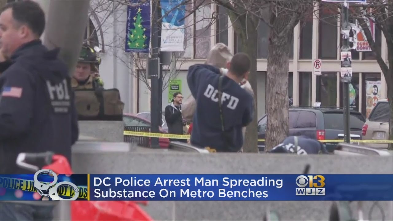 DC Police Arrest Man Spreading Substance On Metro Benches - YouTube