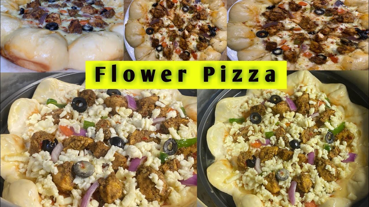 Flower Shape Pizza || Pizza Recipe Without Oven|| Pizza Dough Recipe ...