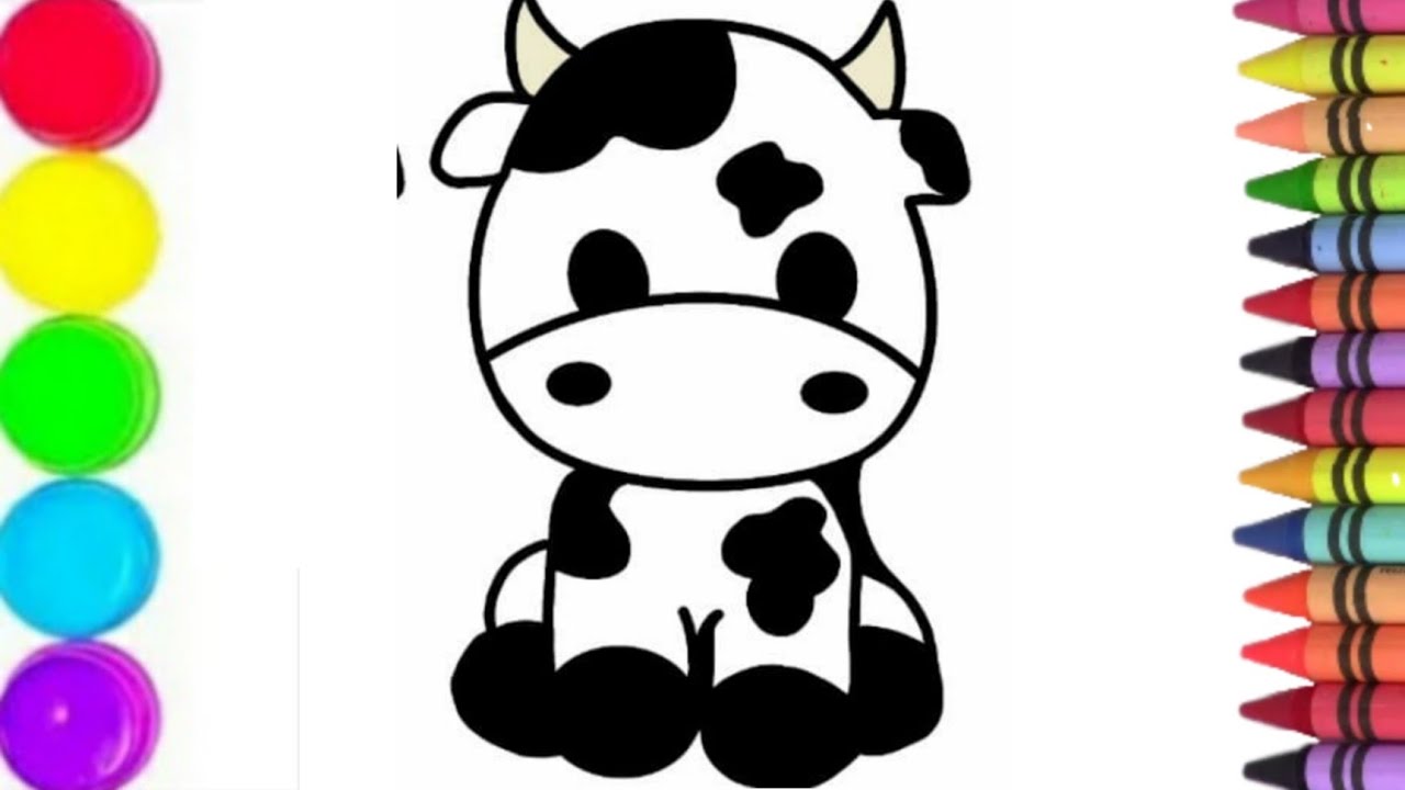How to draw cute cow for kids/Como dibujar linda vaca para niñas/ - YouTube