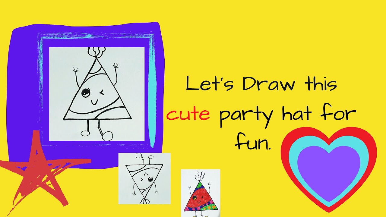 How To Draw A Cute & Easy Party Hat Step by Step - Happy New Year In ...