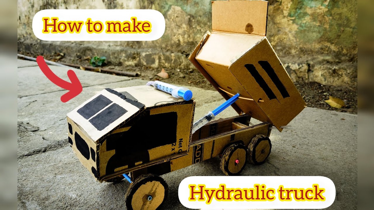 How to make RC Hydraulic tipper truck using Cardboard |Hydraulic ...