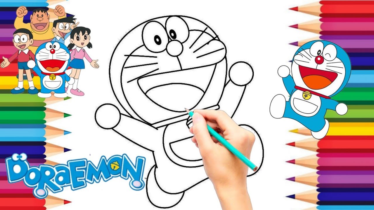 Drawing coloring page, Doraemon cartoon,A beautiful drawing of Doraemon ...