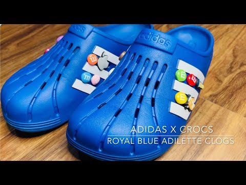 Customizing my Adidas Clogs with Crocs Jibbitz - YouTube