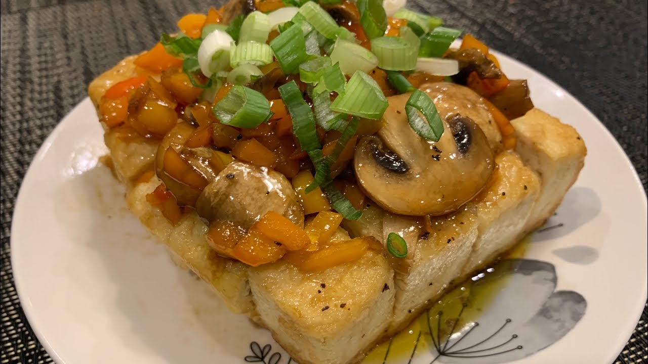 Crispy outside soft inside | Delicious Pan Fried Tofu Mushroom Recipe ...