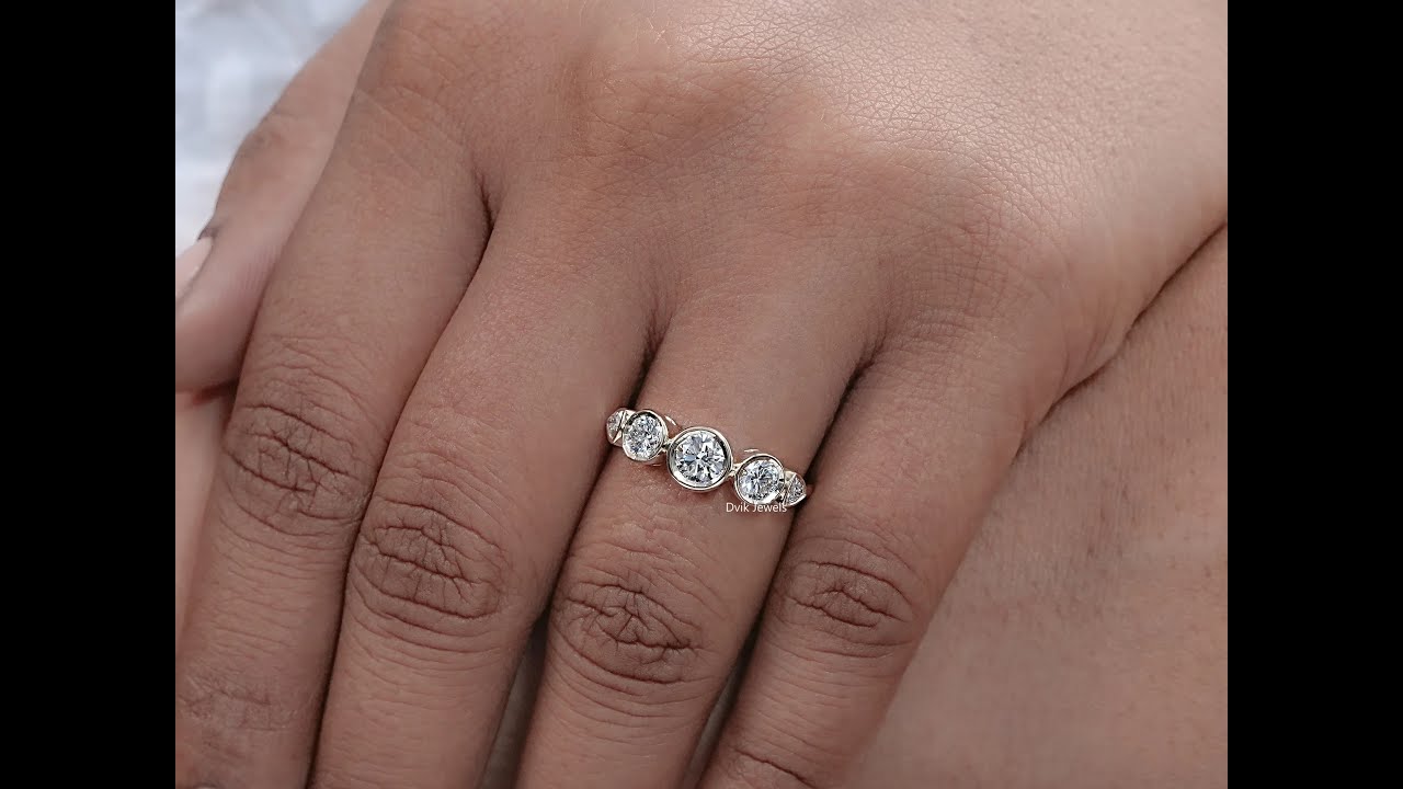 Bezel Set Round Diamond Five Stone Ring @DvikJewels-e9o - YouTube