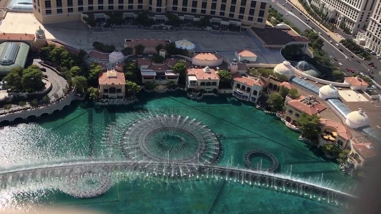 (Las Vegas) Top view of water fountain show, Bellagio - YouTube