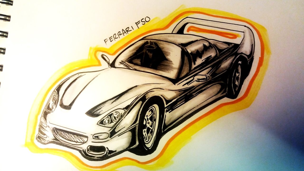 How to draw a ferrari F50 - YouTube