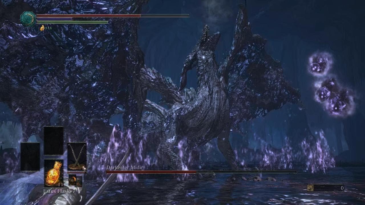 DARK SOULS III - Darkeater Midir Boss Fight - YouTube