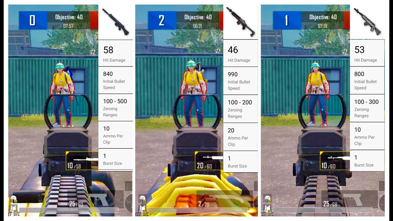 Mini14 vs SKS vs SLR DMR guns Damage test | PUBG MOBILE | BGMI ...