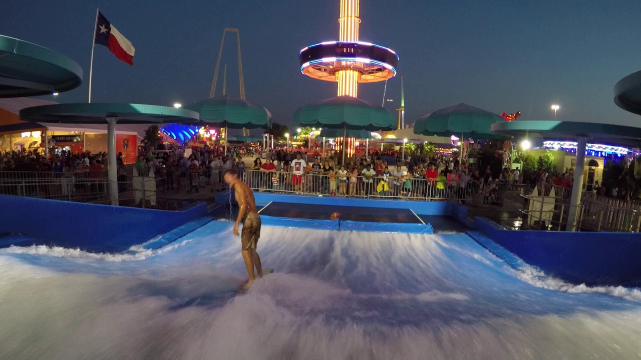 State Fair of Texas Surf Machine FlowRider Demos from Pro Riders Tricks ...