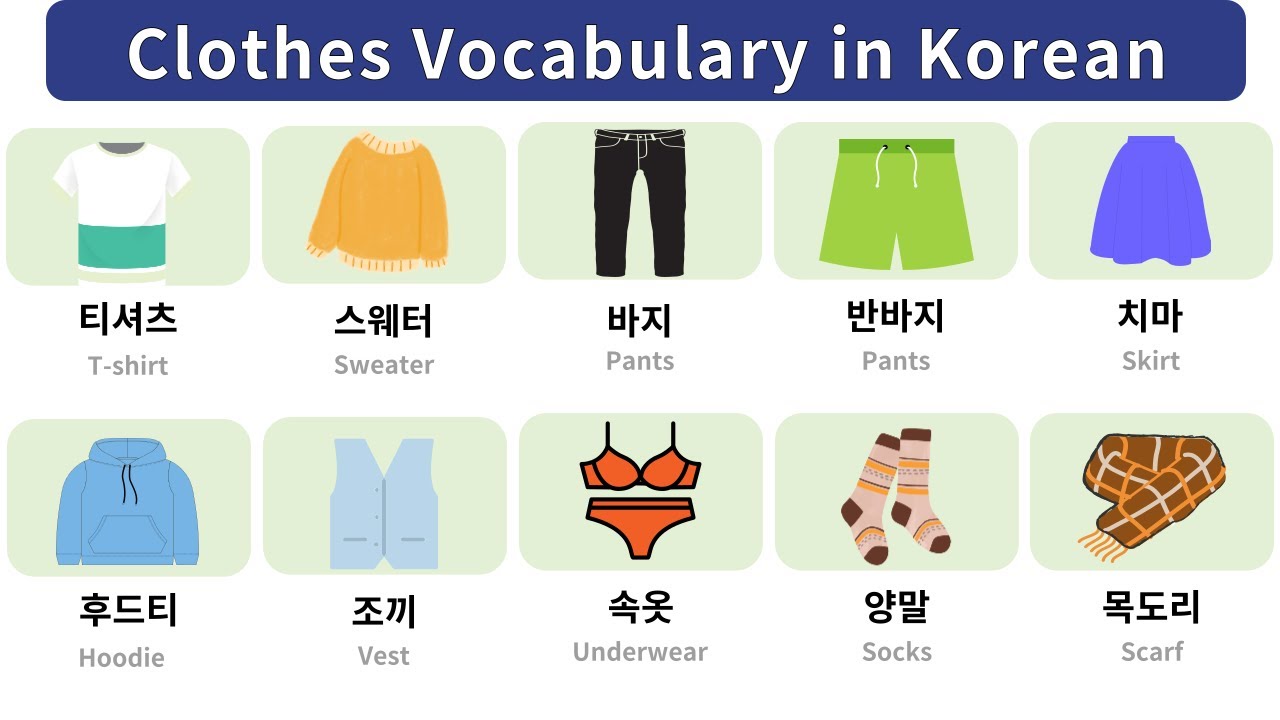 Clothes Vocabulary in Korean 옷 - YouTube