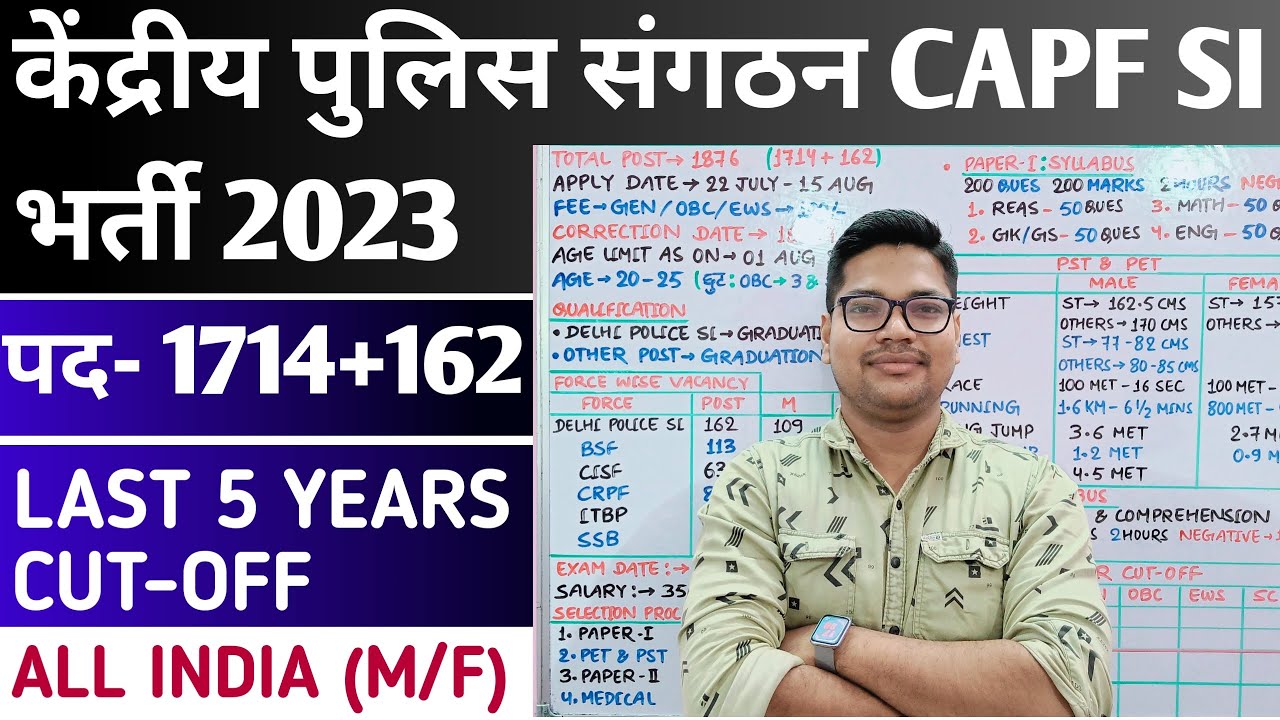 SSC CAPF SI New Vacancy 2023 | Cpo Last 5 Years Cutoff | BSF ITBP CRPF ...