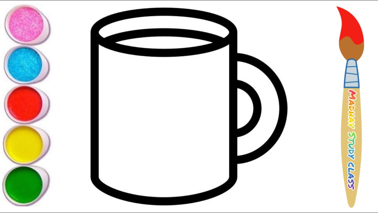Coffee Mug Easy Drawing, Colouring & Painting for Kids, Toddlers - YouTube