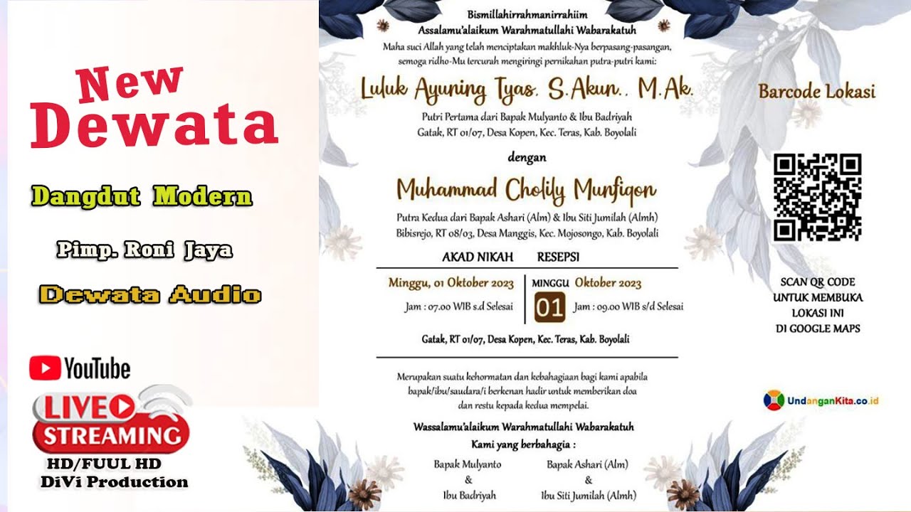 🔴 Live || The Wedding Luluk Ayuning Tyas, S.Akun.M.AK & Muhammad Chofily Munfiqon - YouTube