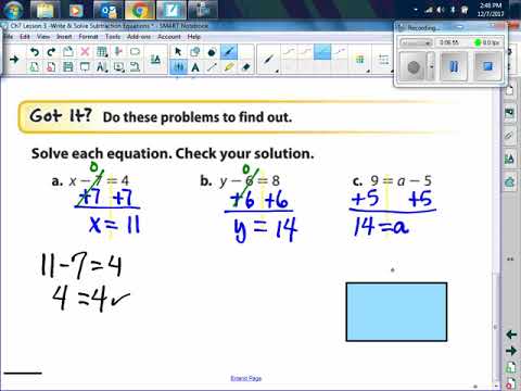 Ch7 Lesson 3 Write & Solve Subtraction Equations Video Lecture - YouTube