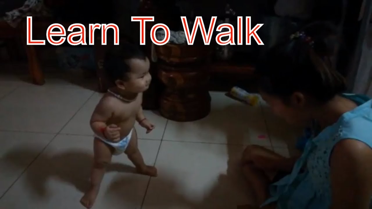Baby learning to walk so cute and funny - YouTube