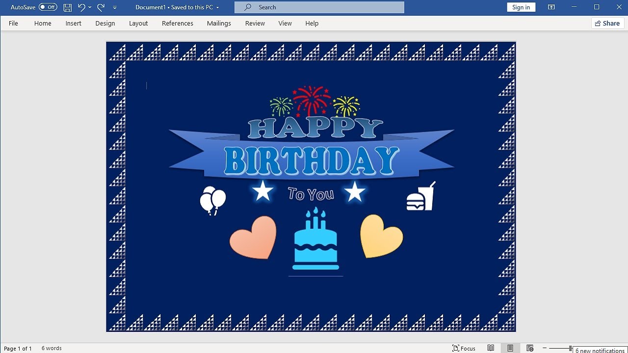 Design Beautiful Birthday Cards in Word - YouTube