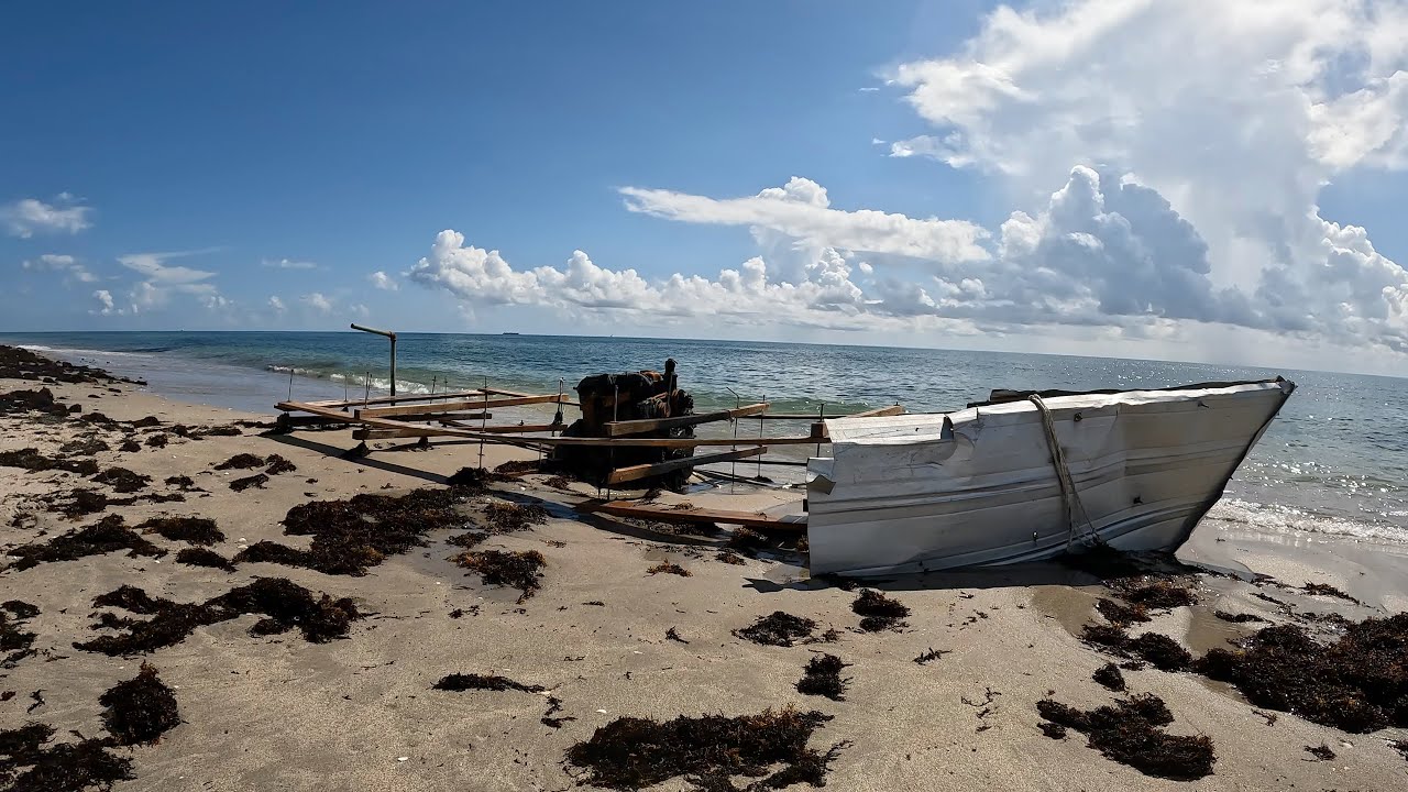 We found a washed up raft on the beach while fishing! - YouTube