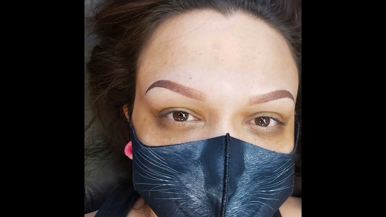 Bold Pixelated Ombre Brows Before After Eyebrow Tattoo - YouTube