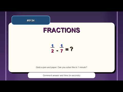 1/2 - 1/7 = ? | 1-Minute Fractions Practice | Subtracting Fractions