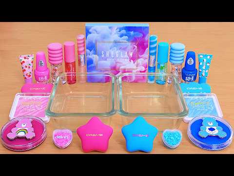 Pink vs Blue - Mixing Makeup Eyeshadow Into Slime ASMR