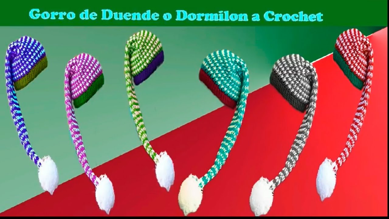 📌 Gorro Navideño de Dormilón o duende crochet con punto diagonal en 3D ...