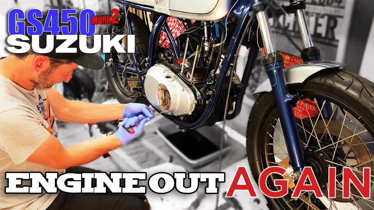 Removing the bad Suzuki GS450 engine from the frame - YouTube