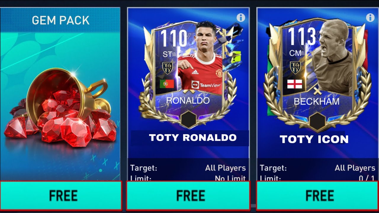 FLASHBACK TOTY RONALDO 110 FREE EXCHANGE! FREE GEMS EASILY! FIFA MOBILE ...