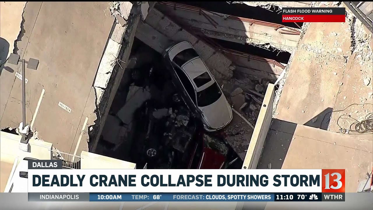 Deadly crane collapse during storm in Dallas - YouTube