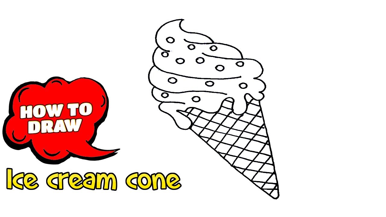 How to draw an Ice cream cone | Easy drawing with pen - YouTube